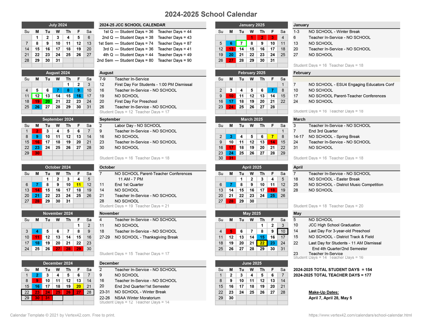 Johnson County Central - 2024-25 School Calendar & School Day
